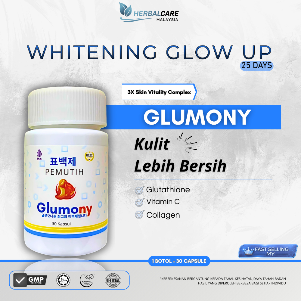 Glumony Whitening Pemutih Badan Glutathione Supplement Putihkan Kulit ...