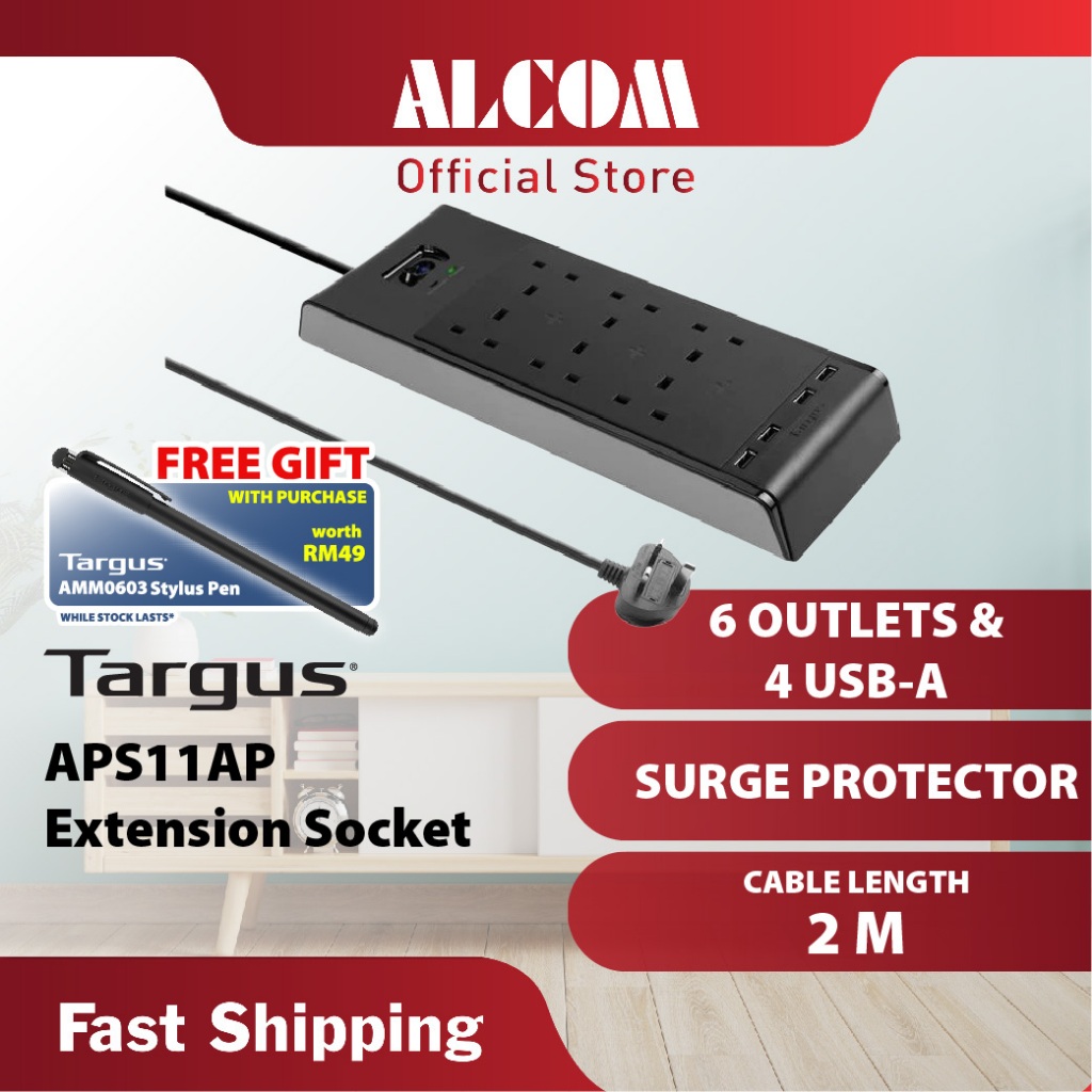 TARGUS APS10AP-70 APS11AP-70 Surge Protector with 4 / 6 Surge, 4 USB ...