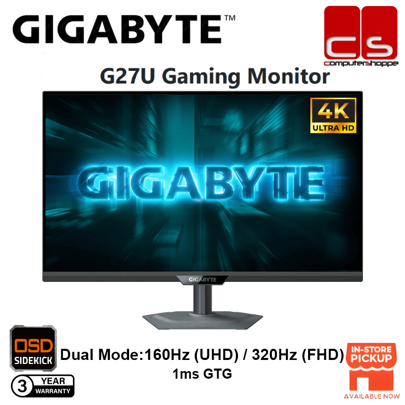 GIGABYTE G27U Gaming Monitor 4K 160Hz (UHD) / 320Hz (FHD) OSD Sidekick ...