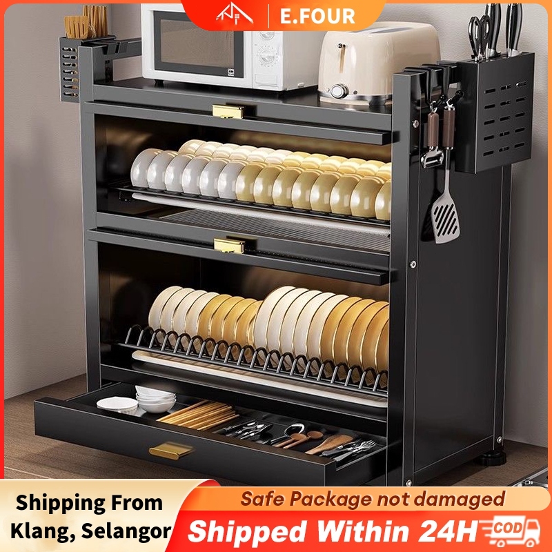 Kitchen Dish Drainer Cabinet Rak Pinggan Rack With Drawer Kitchen Plate ...