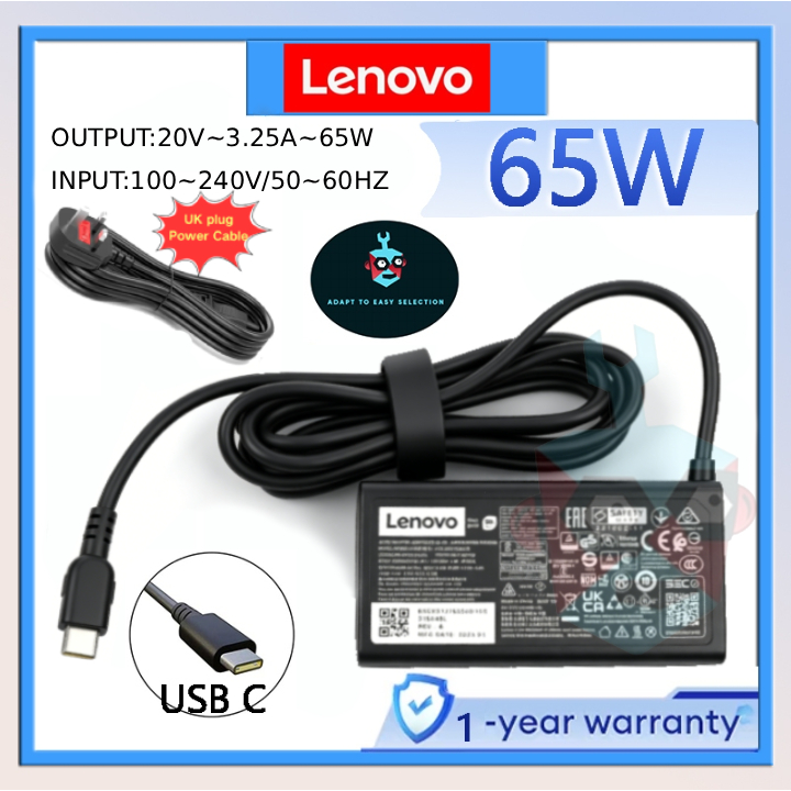 Orig Lenovo 65W USB C 20V3.25A Charger for ThinkPad 14+ X380 T490s Yoga ...