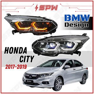 Honda City (2017-2019) Head Lamp Head Light GM6 Facelift BMW Angel Eyes ...