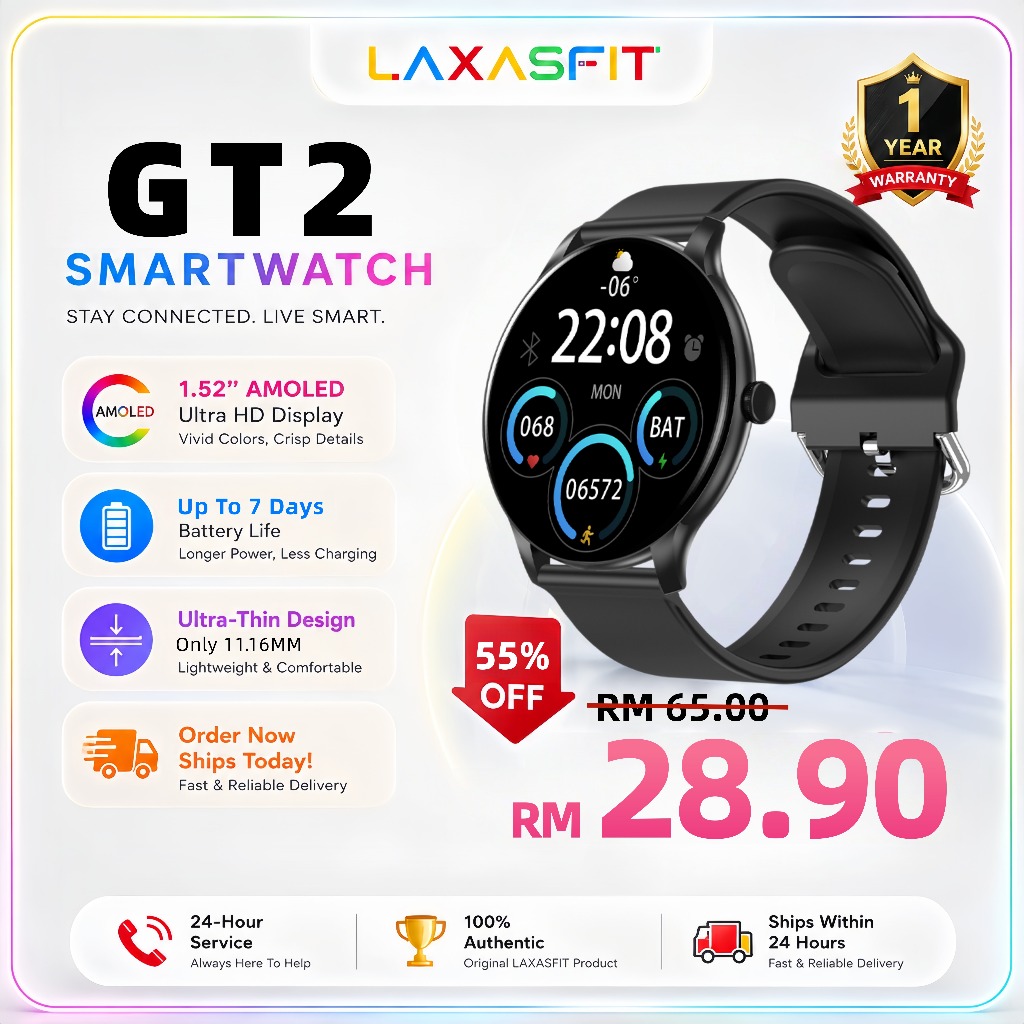 LAXASFIT GT2 smart watch sports watch Bluetooth call sports mode heart ...
