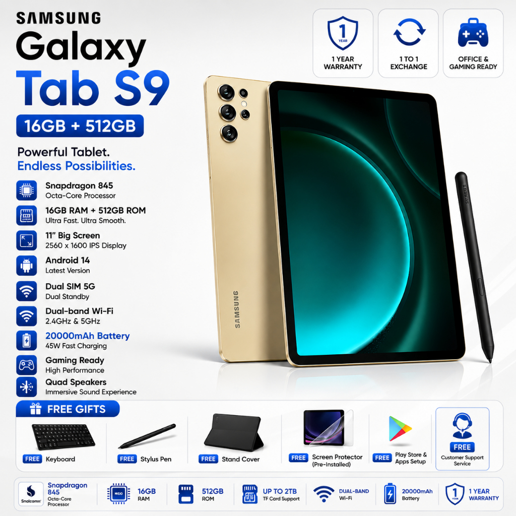 Samsung Galaxy Tab S9 Tablet 16GB RAM 512GB ROM Snapdragon 5G Dual SIM ...