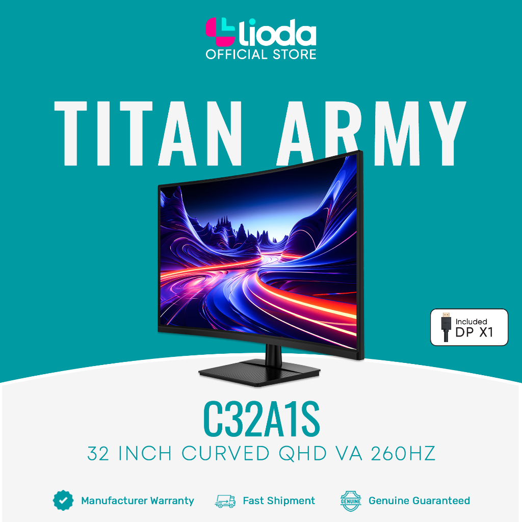 TITAN ARMY 32" 1500R Curved QHD 260Hz 1ms Gaming Monitor (C32A1S ...