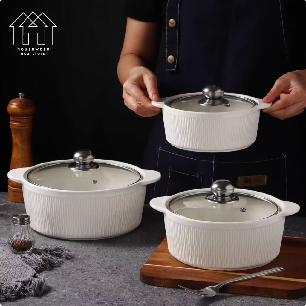 Nordic Style Ceramic Soup Pot Instant Noodle Bowl With Lid Soup Bowl ...