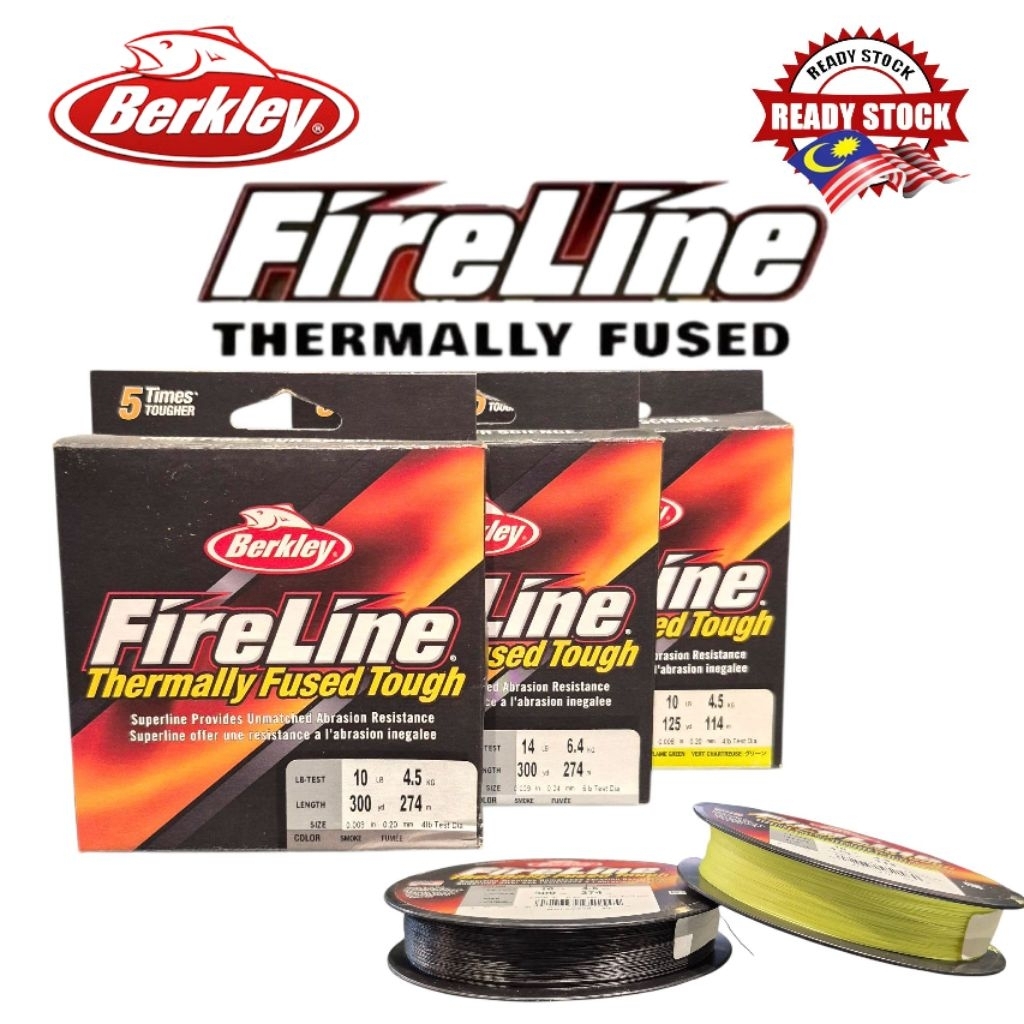 BERKLEY FIRELINE THERMALLY FUSED TOUGH LINE FLAME GREEN/SMOKE | Shopee ...