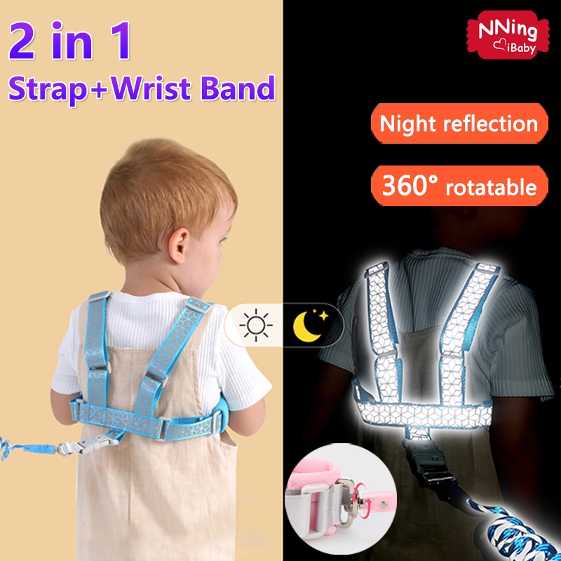 2 in 1 Reflective Kids Anti Lost Wrist Link Safety Harness Wrist Band ...