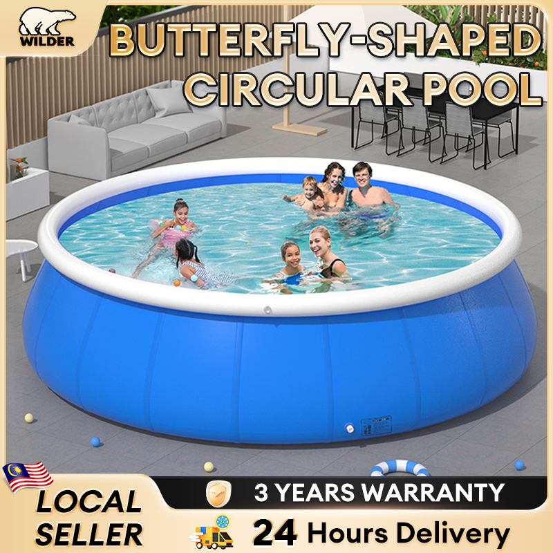 EASY SET Pool Large Size Swimming Pool Family Circular Pool Kolam Mandi ...