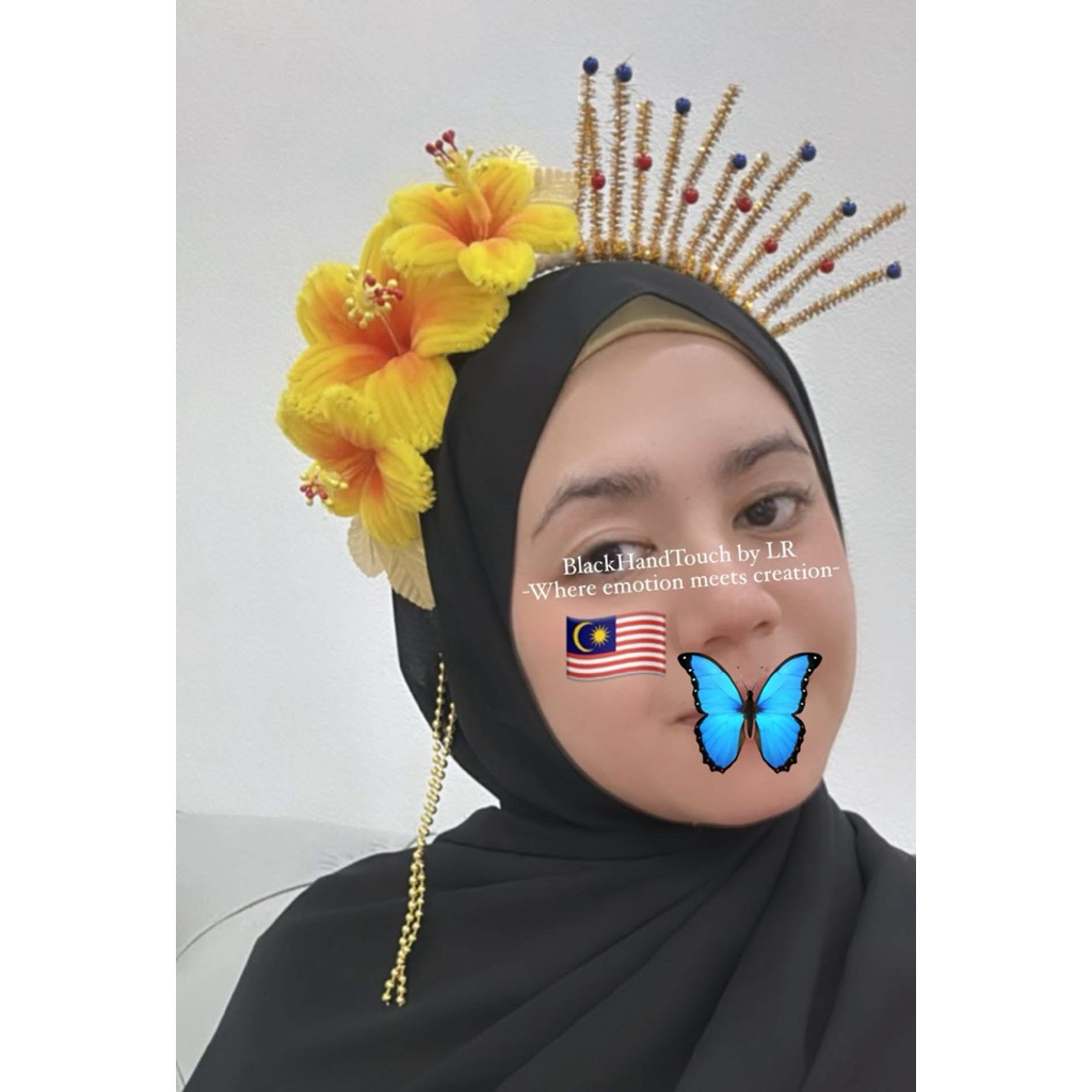 Cekak Merdeka Bunga Raya Kawat Bulu | Shopee Malaysia