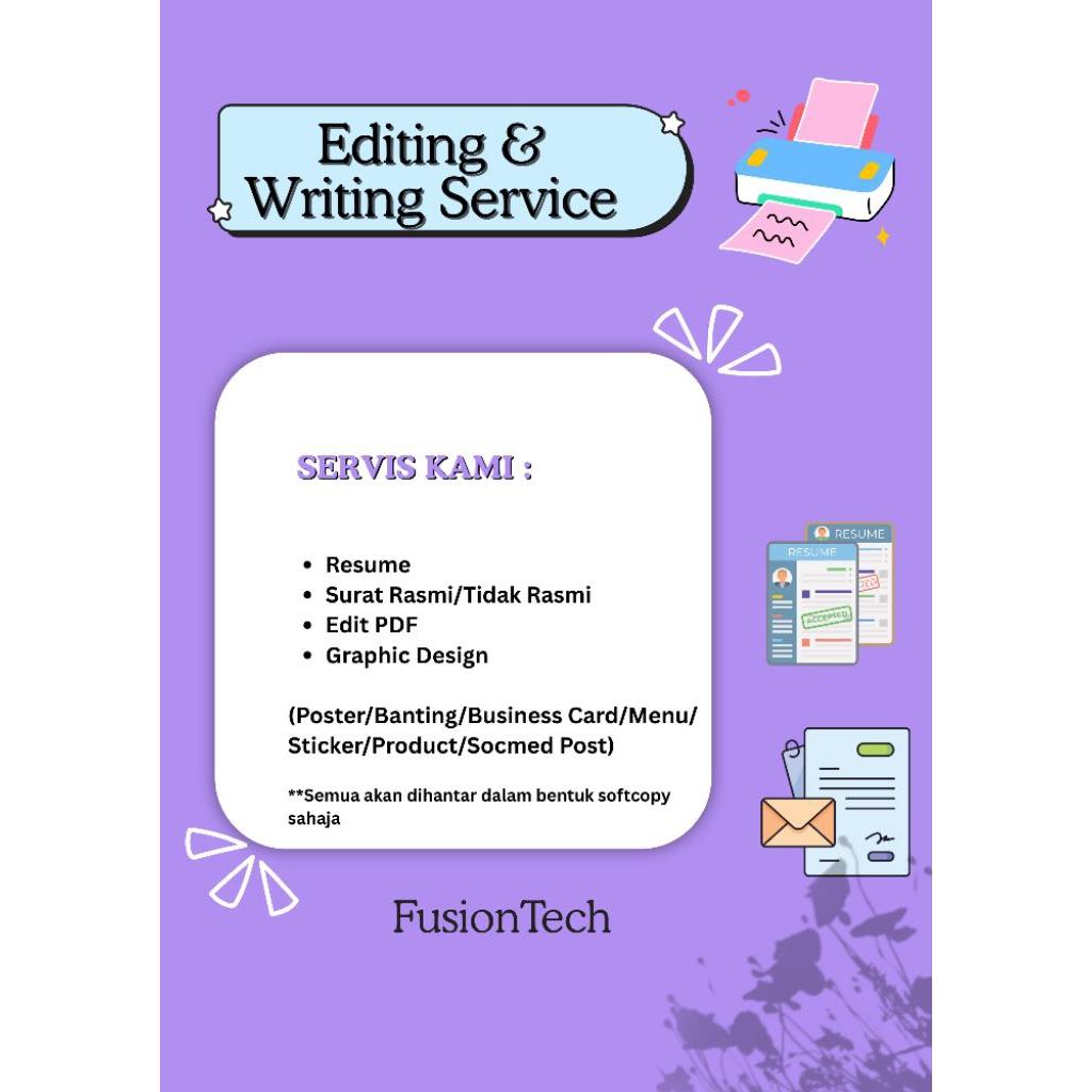 Servis Buat Surat Rasmi | Tidak Rasmi | Resume | Design Sticker Product ...