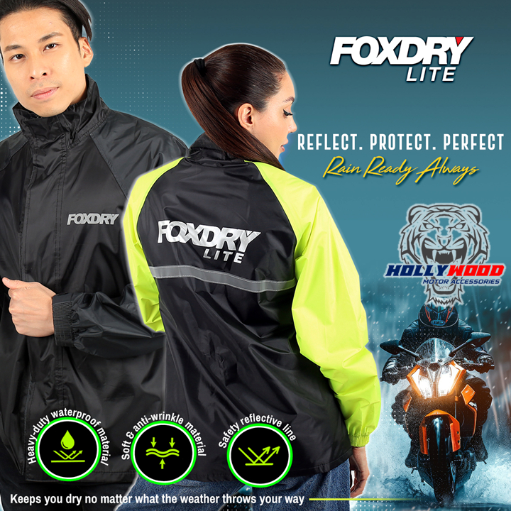 BAJU HUJAN FOXDRY LITE V2 RAINCOAT WATERPROOF SINGLE ZIP INNER LINING ...