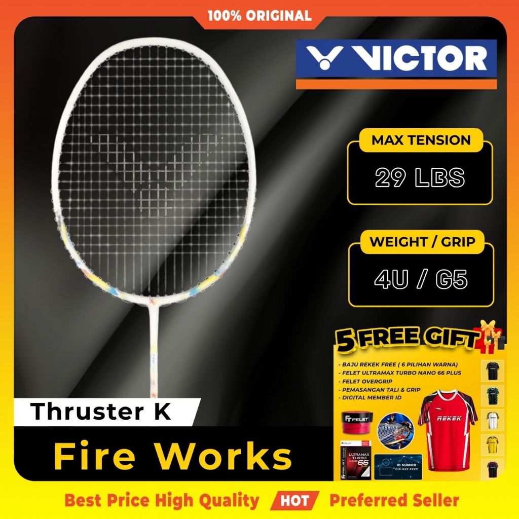 VICTOR Thruster K Fire Works Badminton Racket Original | Raket ...