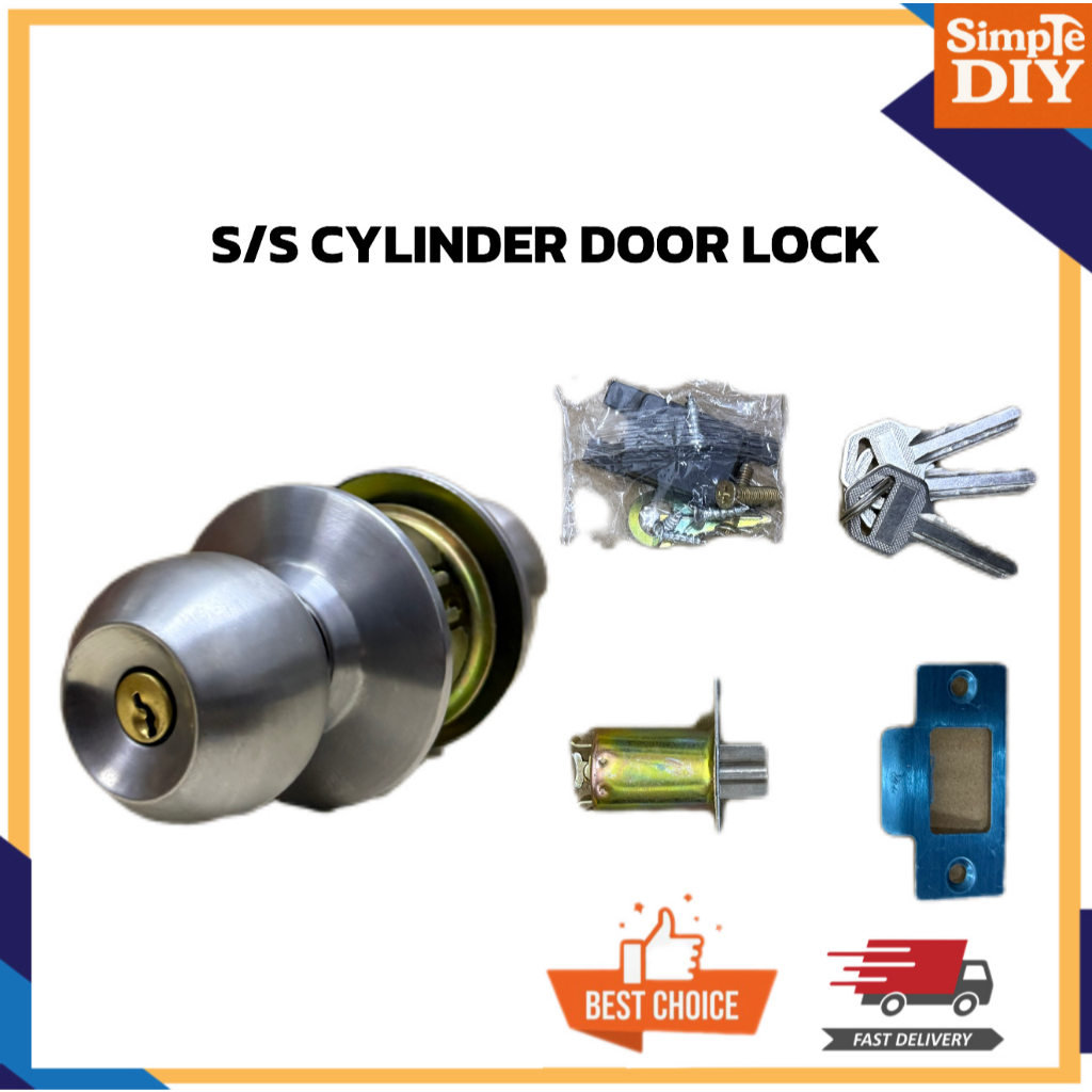CYLINDER DOOR LOCK 60MM/DOOR LOCK/LOCK PINTU/CYLINDER LOCK SS/DOOR LOCK ...