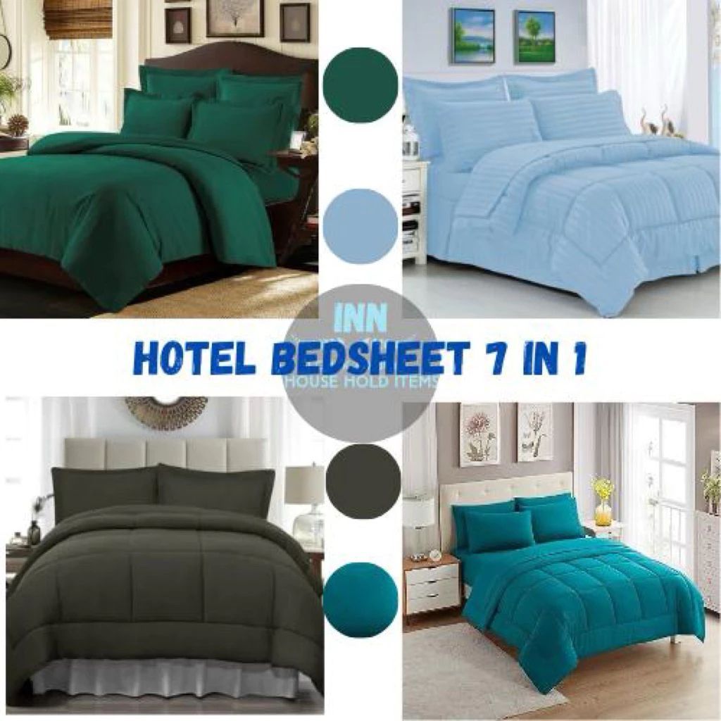 Hotel Style 7 in 1 Bedding Set with Comforter - 1200 Thread Count ...