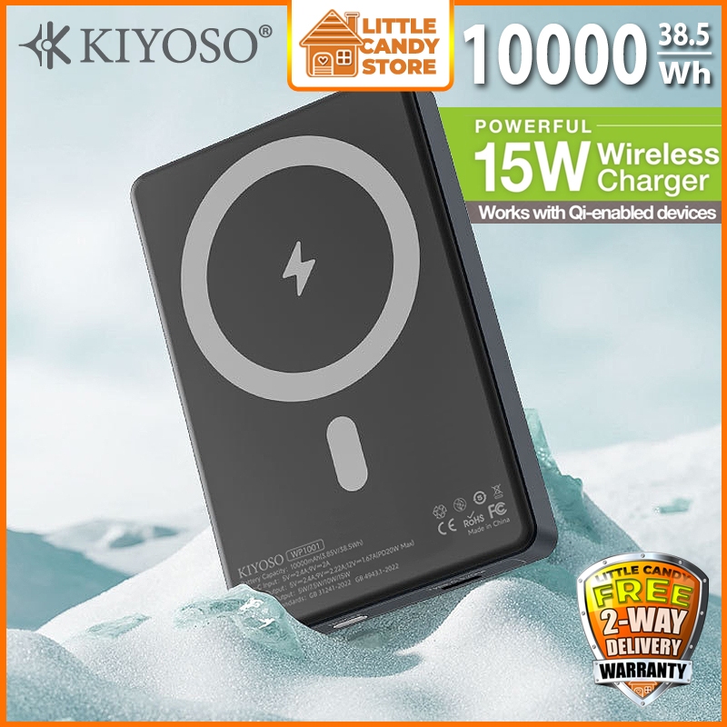 KIYOSO® 15W Magnetic Wireless Fast Charge Power Bank with Auto-Wake ...