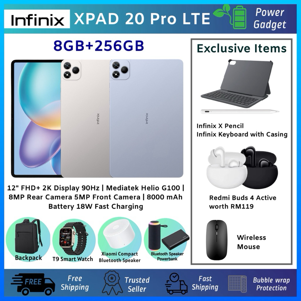 INFINIX Xpad 20 Pro LTE 8GB+256GB| 12" FHD+ 90Hz Display |MTK Helio ...