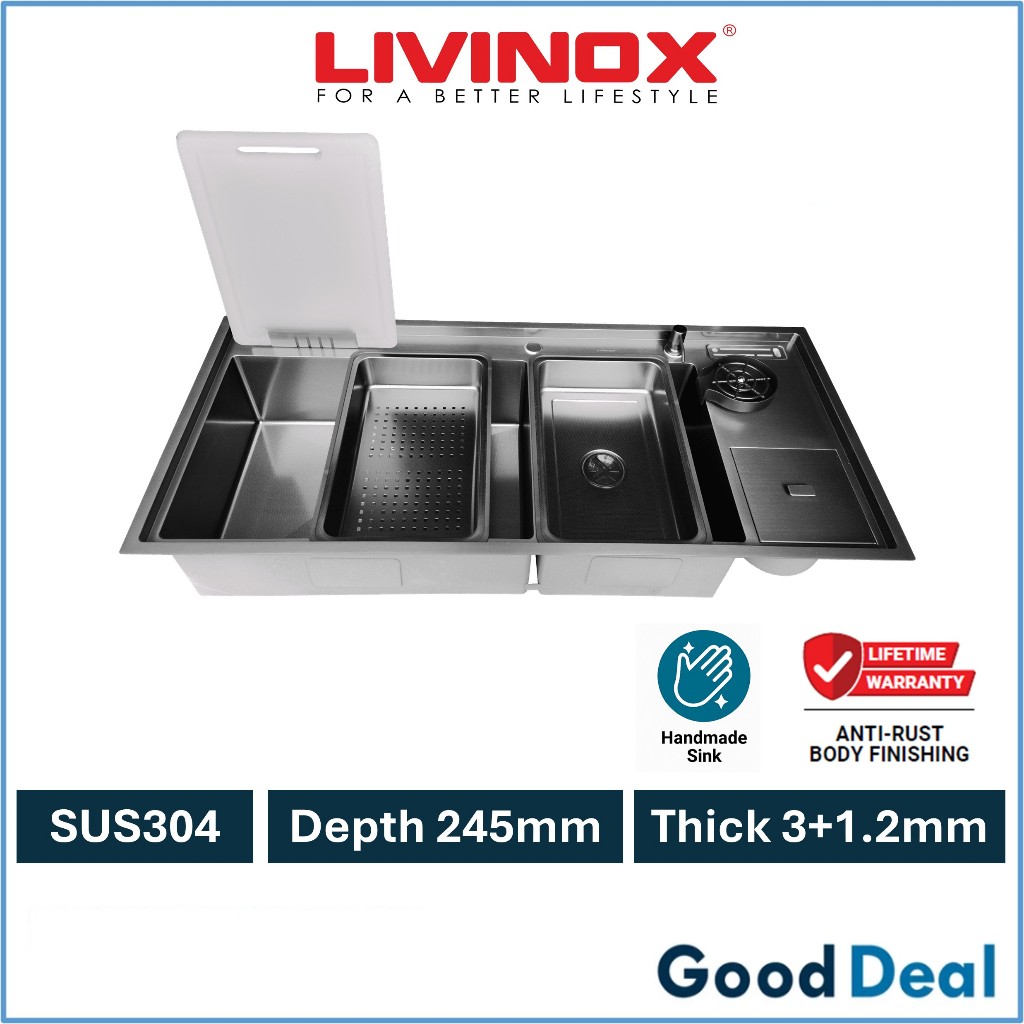 Livinox LWS-12053B Sinki Dapur Stainless Steel Under Mount Sink ...