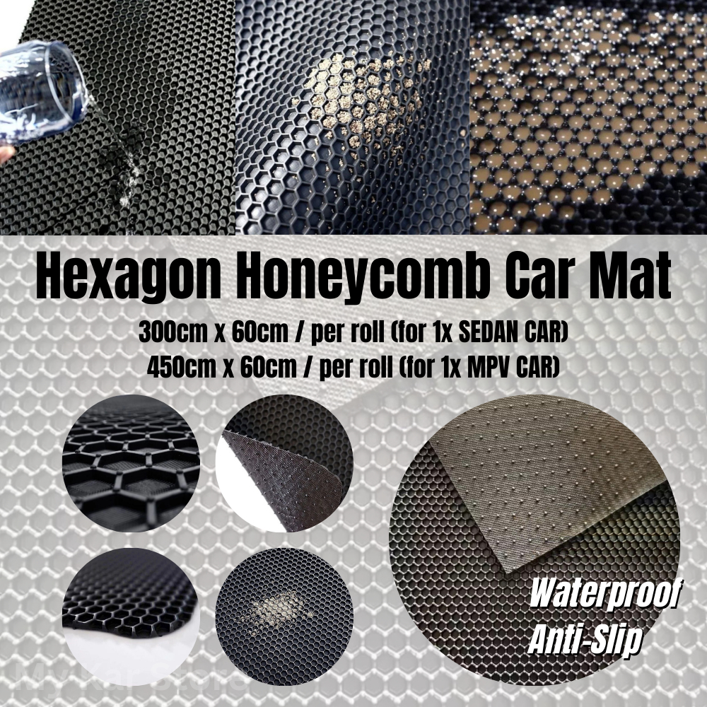 Honeycomb Hexagon Car Floor Mat Roll Anti-Slip Carpet 60 x 300cm / 60 x ...