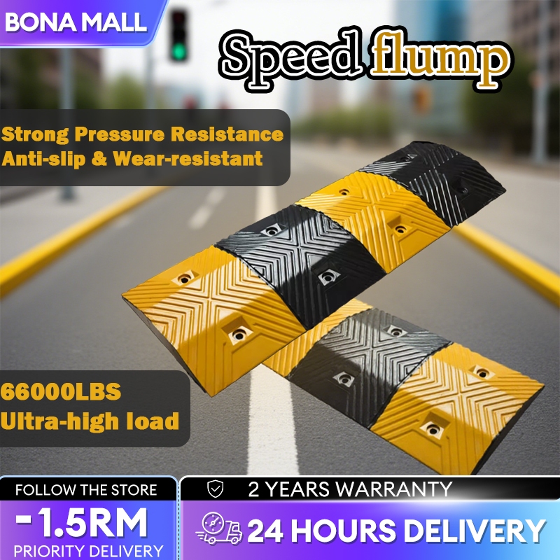 Road Speed Reducer Rubber Safety Hump Yellow & Black Flexible Not Easy ...