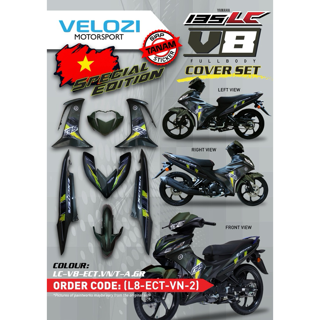 COVERSET YAMAHA LC 135 V8 EXCITER VIETNAM DESIGN *SIAP TANAM STIKER*ALL ...