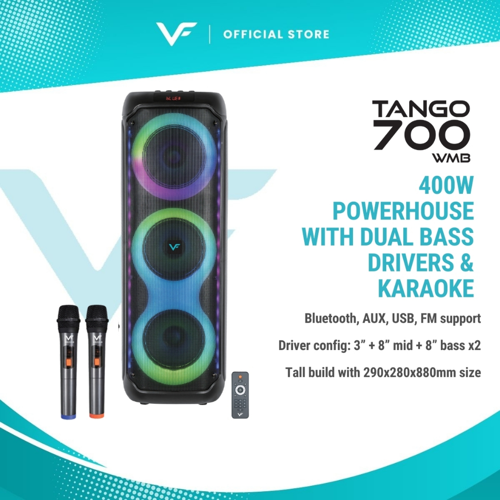 Vinnfer VF Tango 700 WMB 400W Bluetooth Karaoke Wireless microphone ...