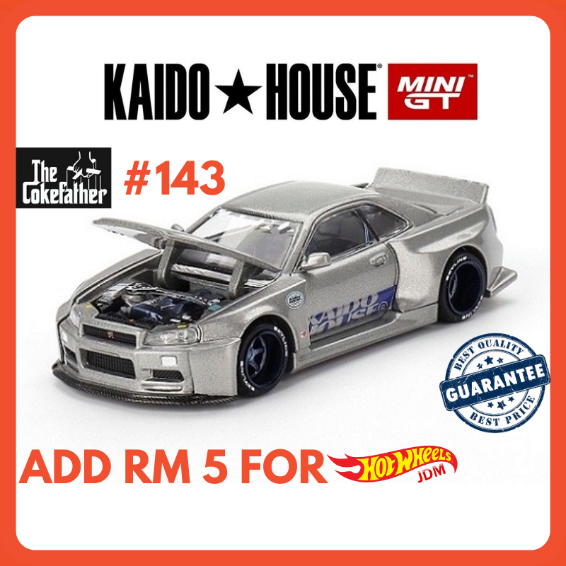 MINI GT KAIDO HOUSE 143 Nissan Skyline GT-R R34 Kaido Works SHINJUKU V1 ...