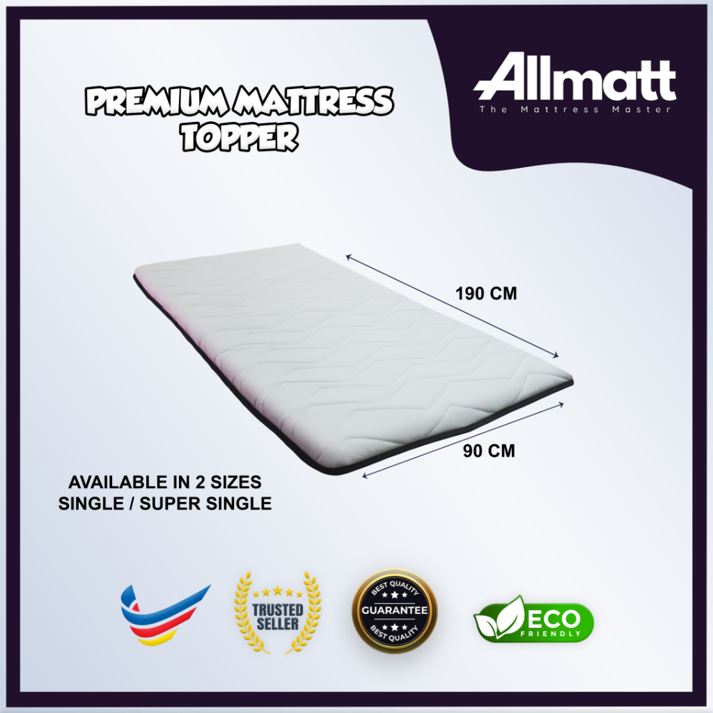 ALLMATT Mattress Topper Protector Super Single Queen King Single Bed ...