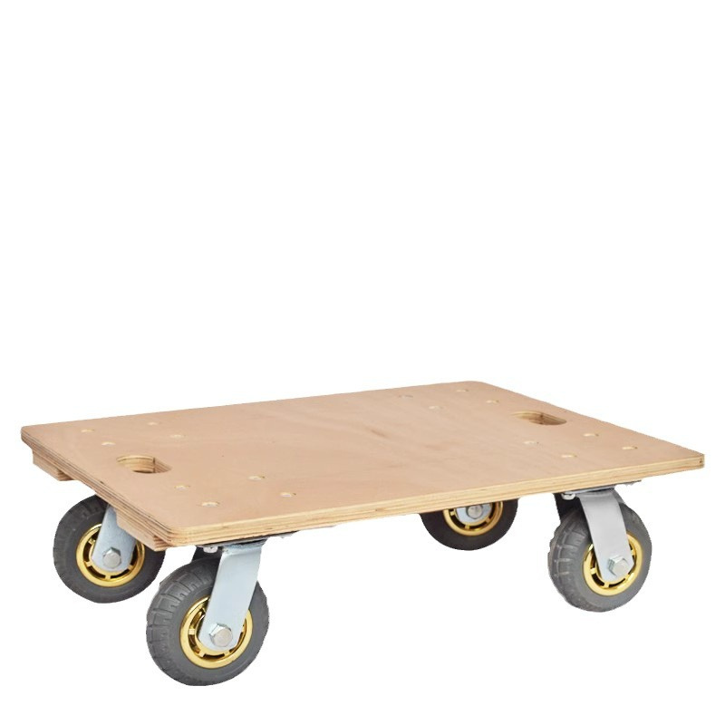 Wooden Board Cart Flatbed Small Push Cart Four-Wheel Transport Cart ...