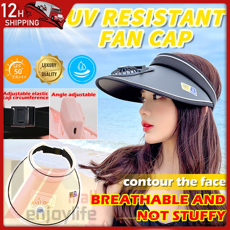 【Local stock】Rechargeable fan hat Breathable Portable Sun block hat ...