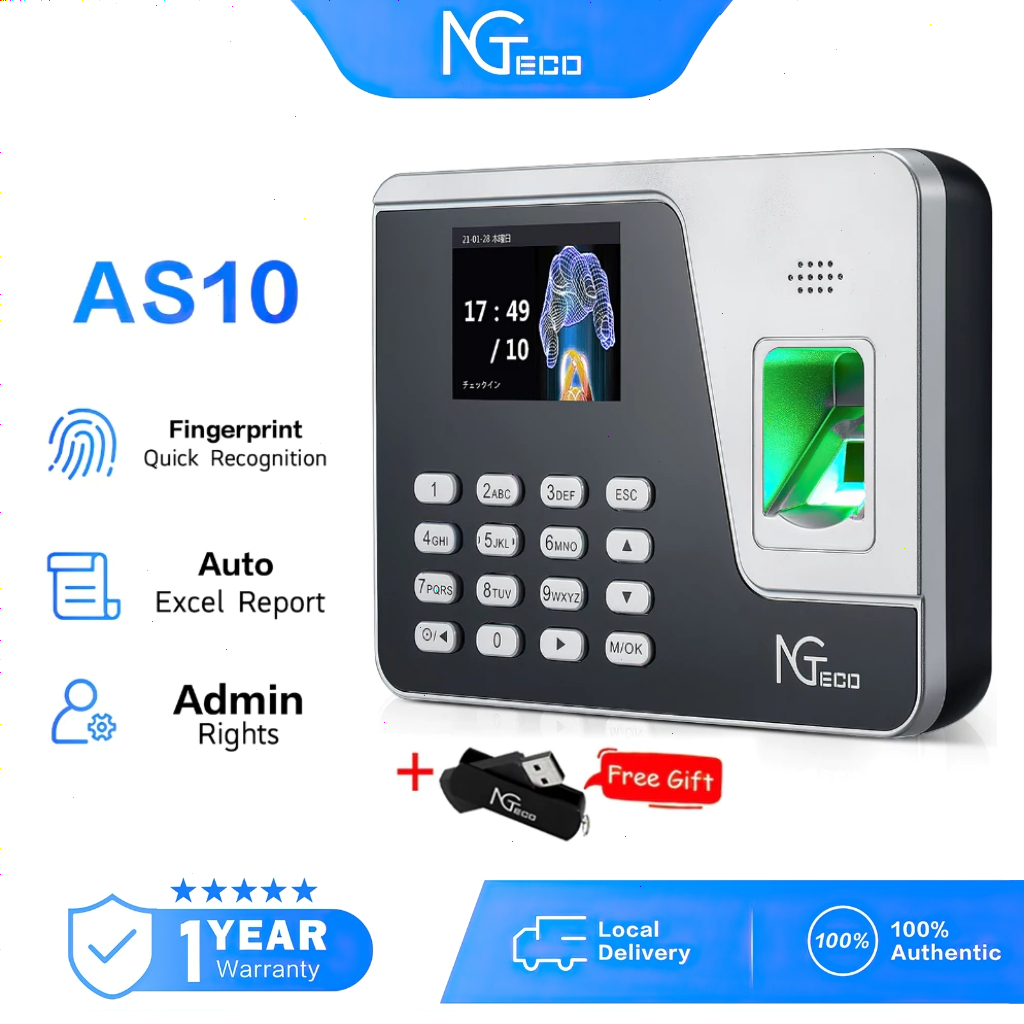 NGTeco Biometric Attendance Machine Punch Card Machine Thumbprint ...