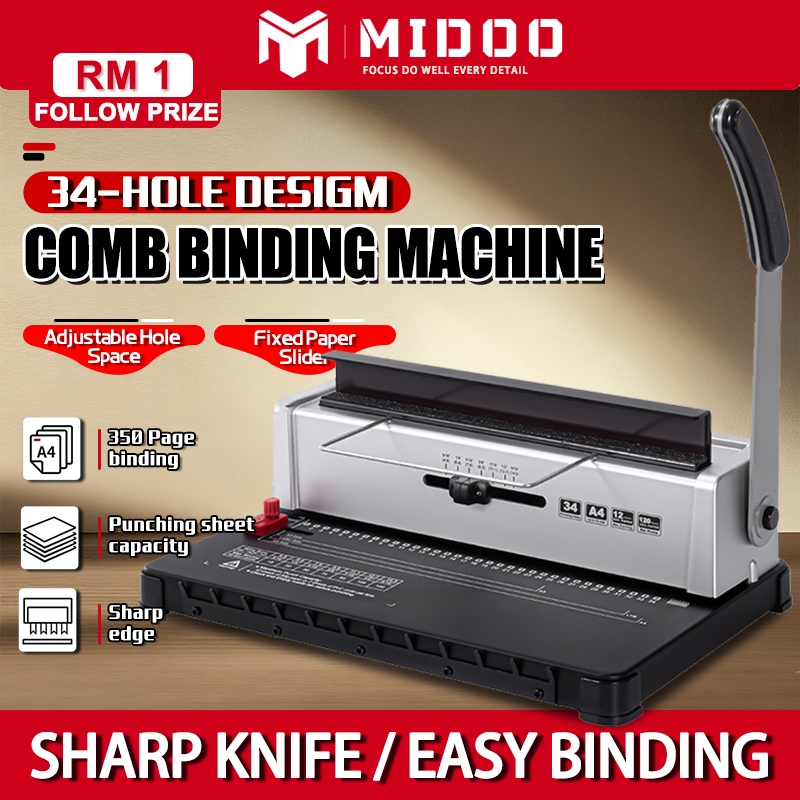 Comb Binding Machine A4/A3 Size Binding Machine Office 34 Hole Plastic ...