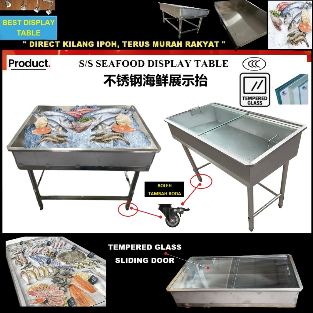 MEJA SEAFOOD DISPLAY IKAN BAKAR/TABLE DISPLAY HASIL LAUT/STAINLESS ...