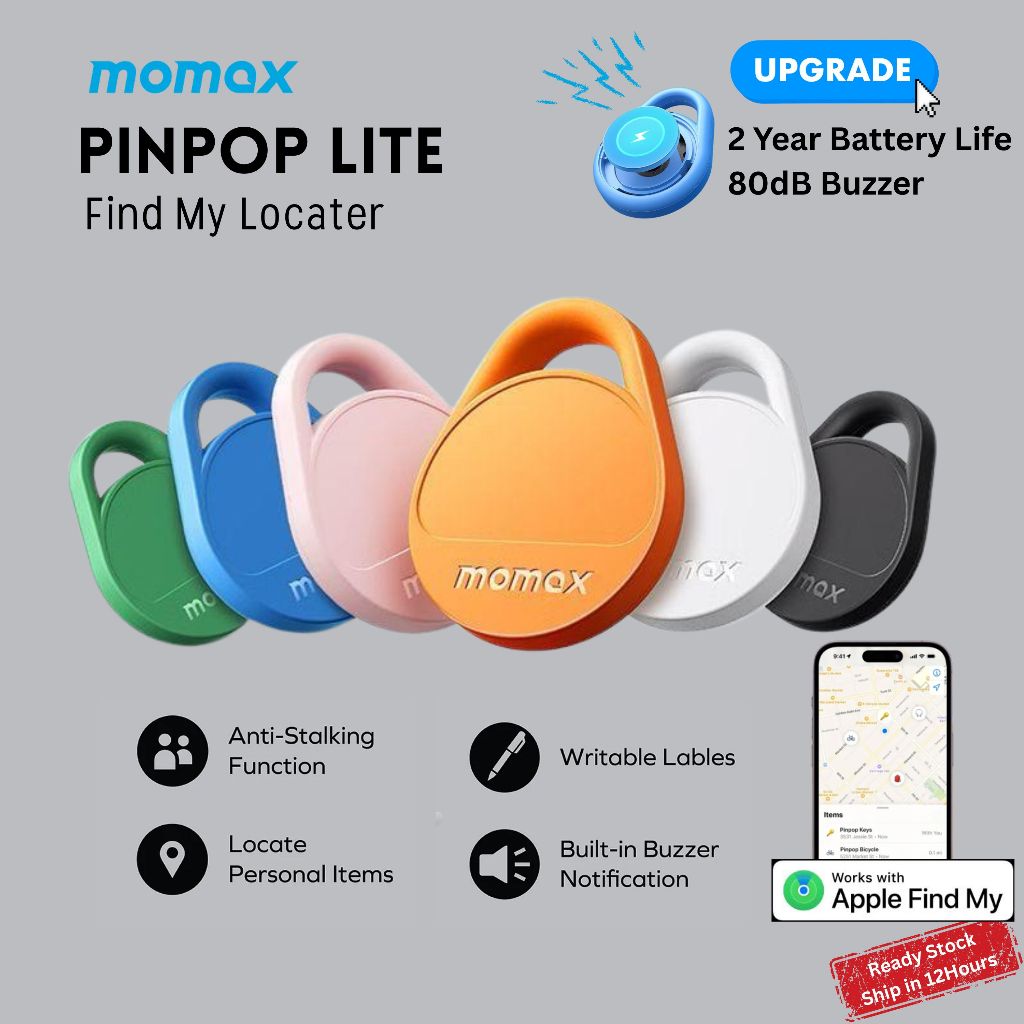 MOMAX Pinpop Key Finder Smart Tracking Tag Luggage Tracker for Key Pets ...