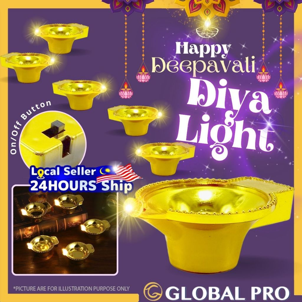 1PC Golden Diya Light Agal Vilakku / Diya Deepak LED Lights Home ...