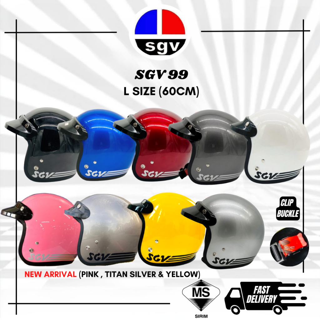 SGV HELMET SGV99 Topi Keledar SGV (3 BUTTON)-TIDAK SESUAI UTK KEPALA ...