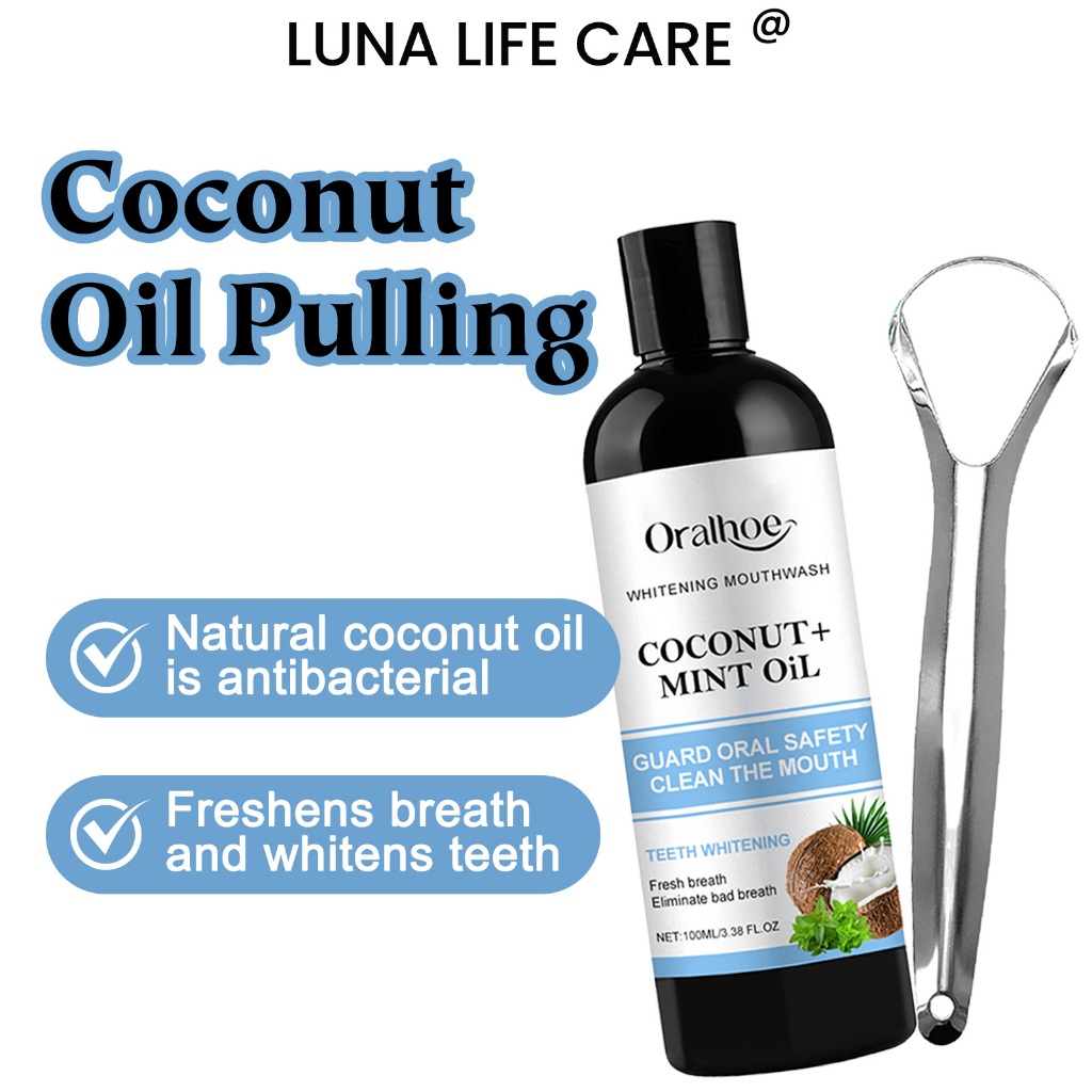 Oil Pulling Mouthwash with Coconut Activated Whitening, Plaque Removal ...