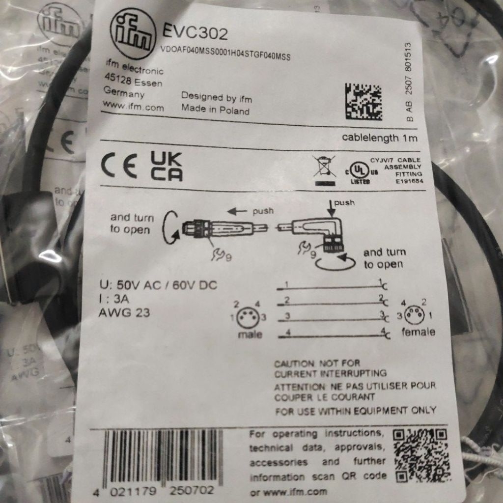 【Ready Stock】IFM CONNECTION CABLE EVC302 | Shopee Malaysia