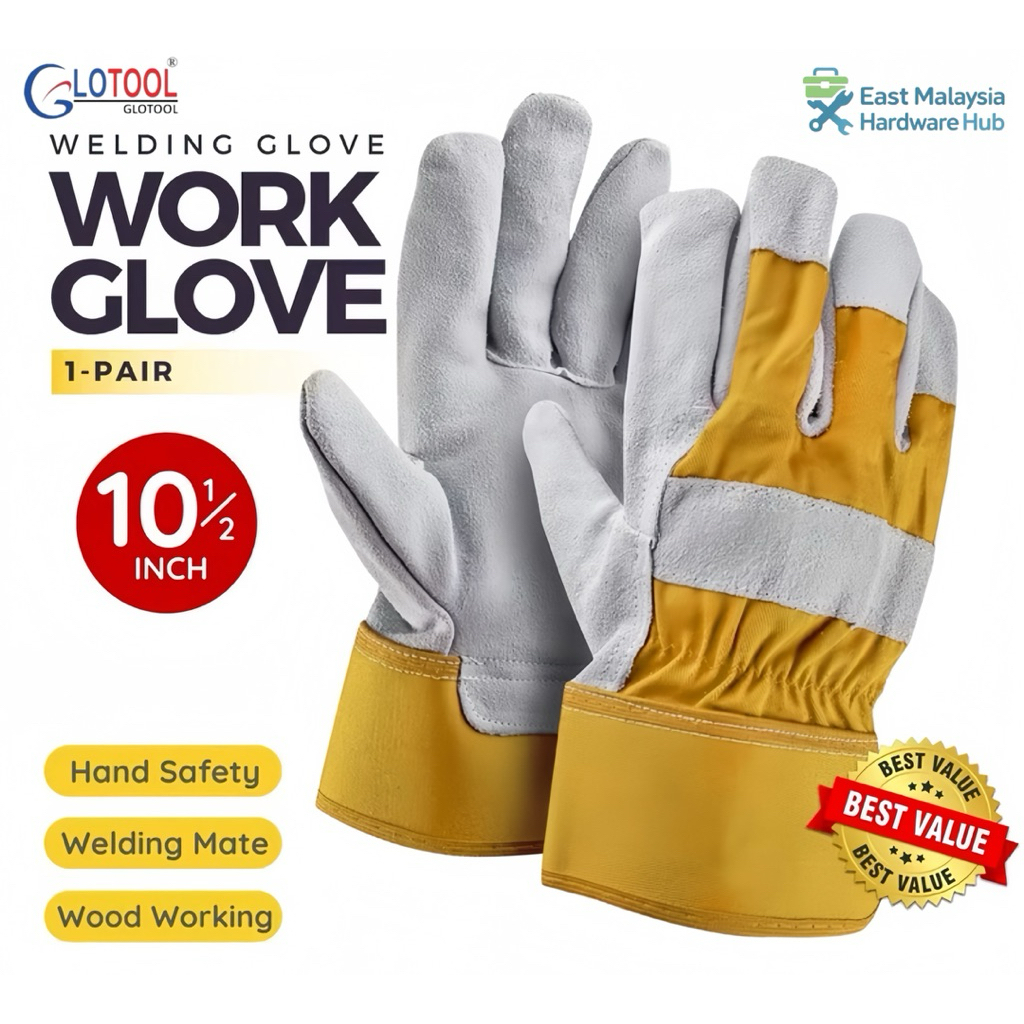 Glotool Heat Resistant Welding Gloves 10.5” Leather Work Gloves for ...