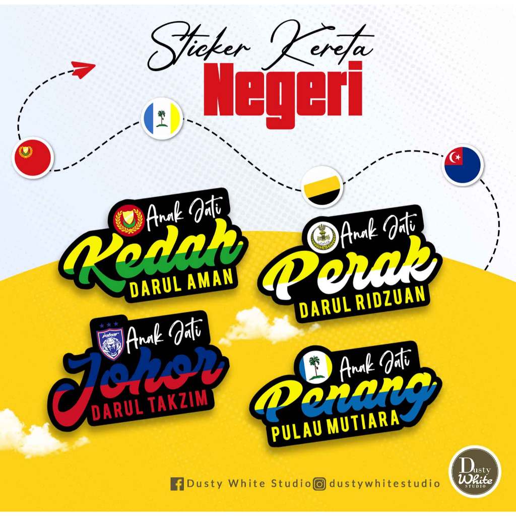 Sticker Kereta Negeri Malaysia – Jata & Tulisan Negeri Perak Johor ...