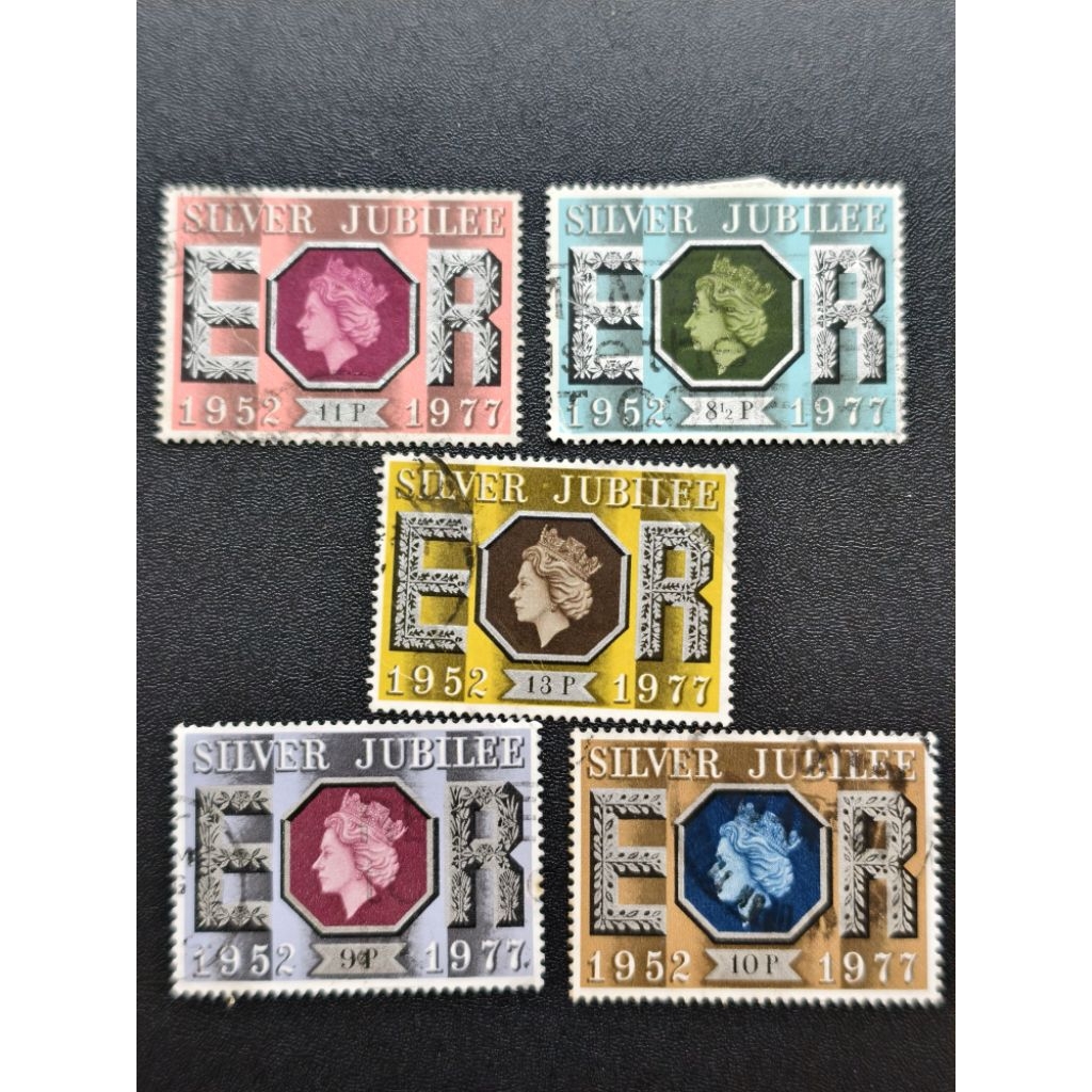 AL062 Great Britain 1977 Silver Jubilee stamps complete set of 5v used ...