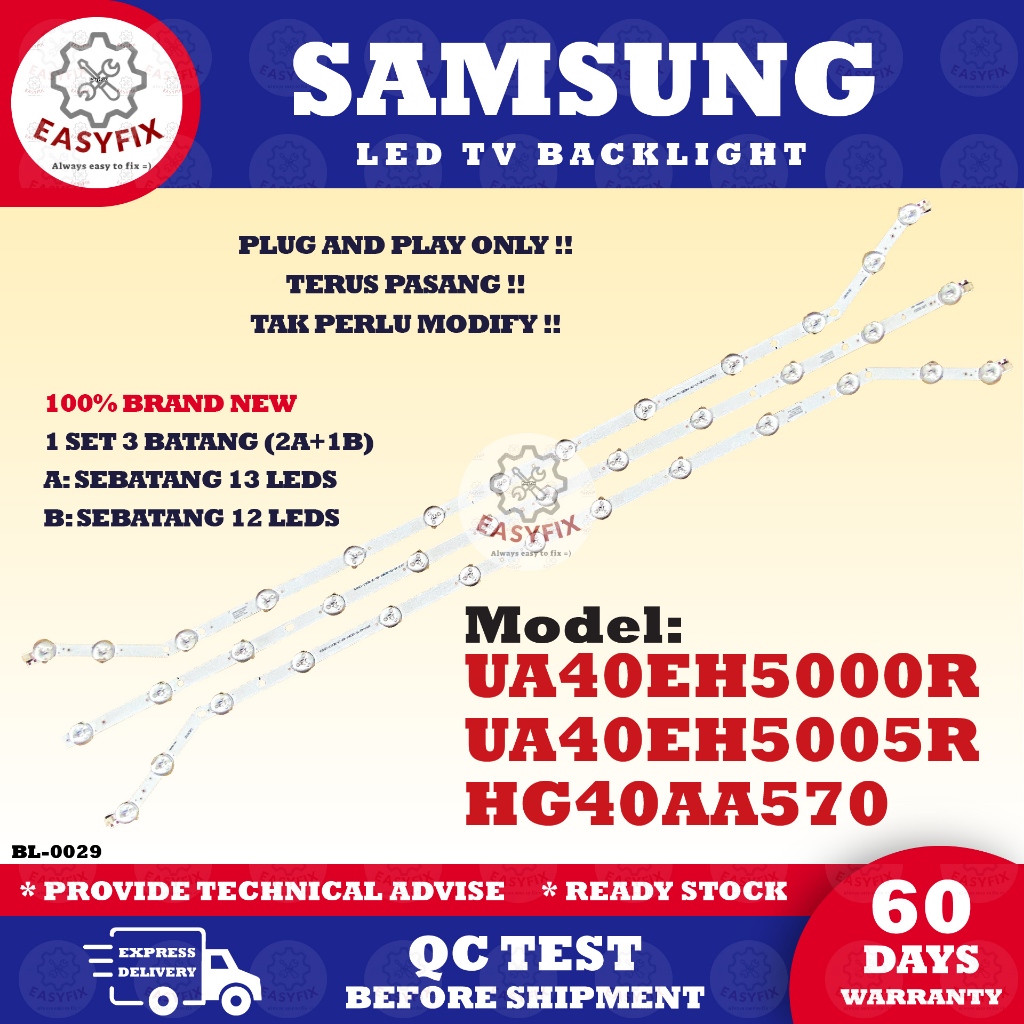 UA40EH5000R / UA40EH5005R / HG40AA570 SAMSUNG 40" LED TV BACKLIGHT ...