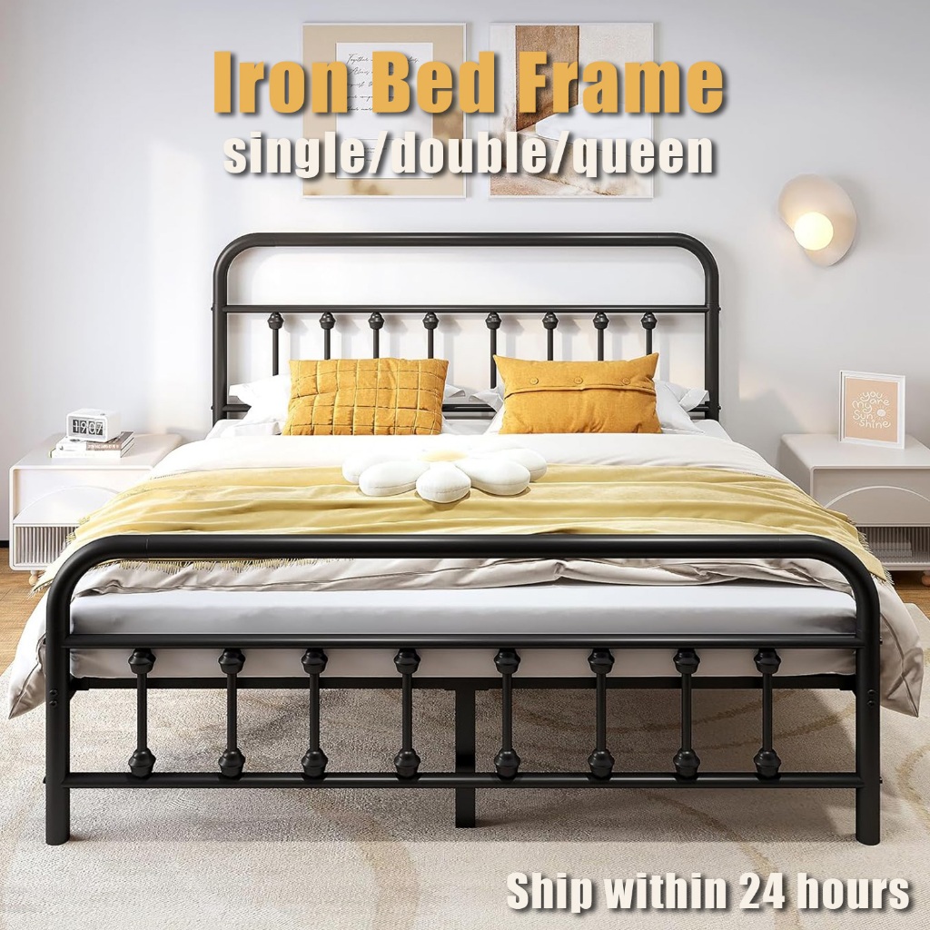 READY STOCK Queen/ King/Single Bed Frame Katil Besi Queen Murah Katil ...