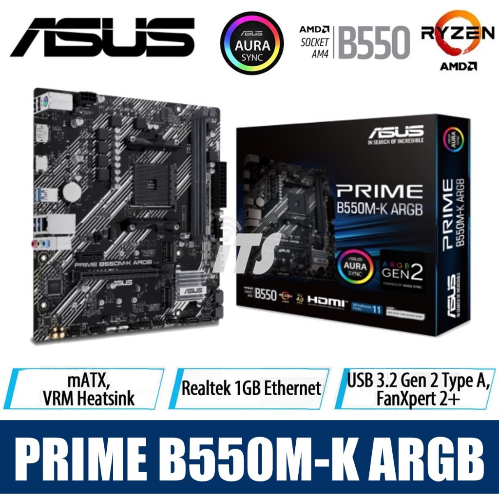 Asus PRIME B550M-K ARGB AM4 Mainboard (AMD 5000 Series Ready) | Shopee ...