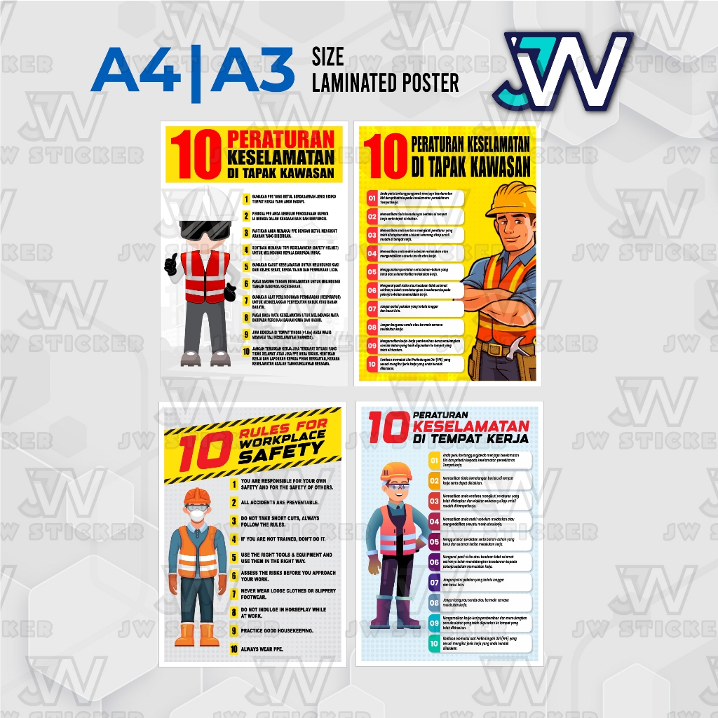 10 Peraturan PPE Laminated Poster / Safety First / Utamakan Keselamatan ...