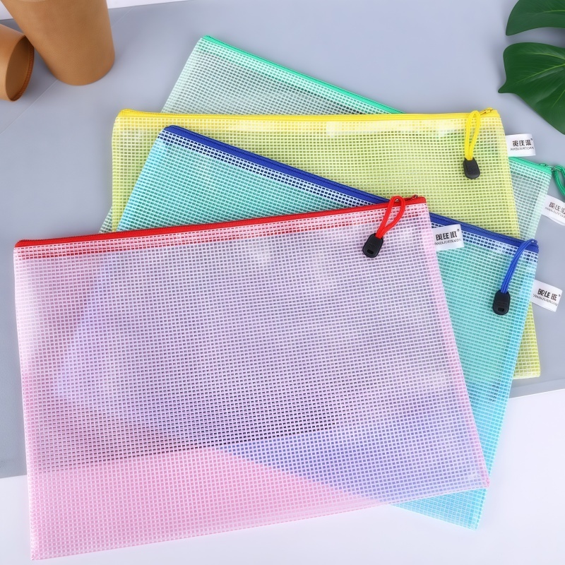 A4 Mesh Zipper File Bag | PVC Waterproof Document Folder | Zipper File ...