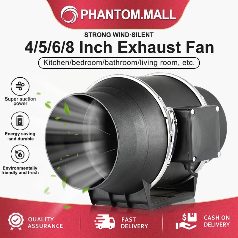 Exhaust Fan 4/5/6/8 inch Duct diagonal flow pressurized fan Kitchen ...