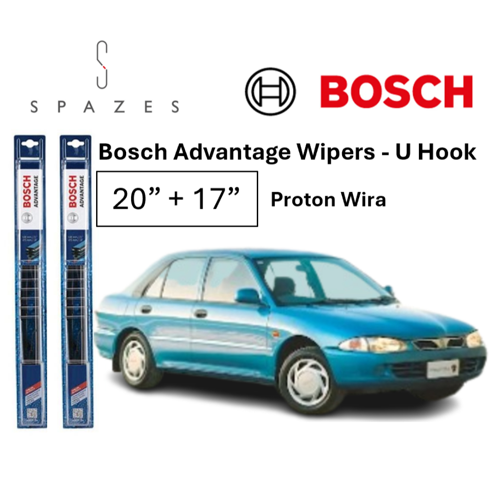 Proton Wira Wiper U Hook 17" + 20" Bosch Advantage Front Wiper | Shopee ...
