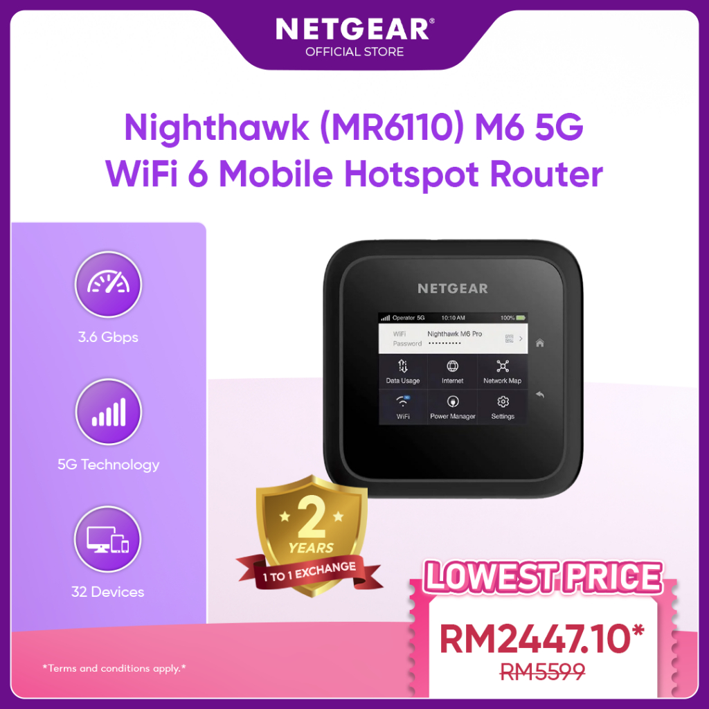 Netgear Nighthawk (MR6110) M6 5G WiFi 6 Mobile Hotspot Router, Up to 3 ...