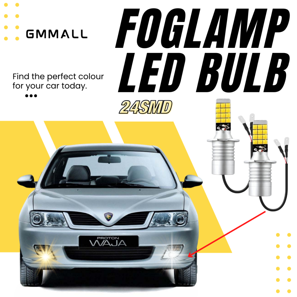 Mentol Lampu Kabus Kereta PROTON WAJA FOGLAMP LED BULB White Yellow ...